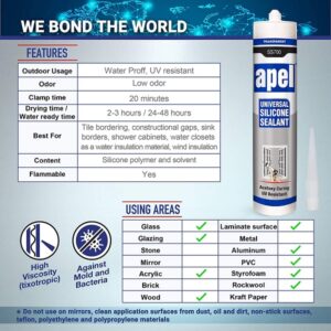APEL SS700 Multipurpose 100% Silicone Sealant Clear Waterproof - Apel USA